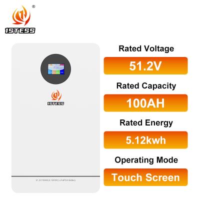 China High Efficiency 98 Percent 51.2V 100Ah Lithium Battery Wall Mounted Design for sale