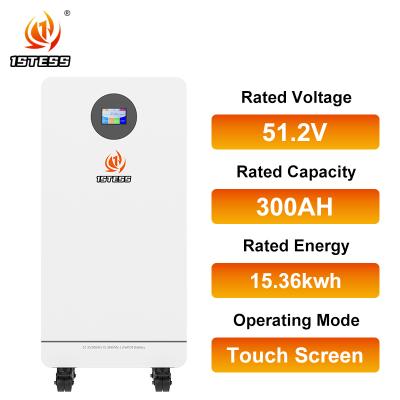 China Portable Home Backup Power 51.2V 300Ah 15.36kWh Touch Screen Remote Monitoring Reliable for sale