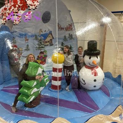 China Customized Giant Christmas Inflatable Snow Globe Dome Bubble Bounce House Inflatable Snow Ball Decoration for sale