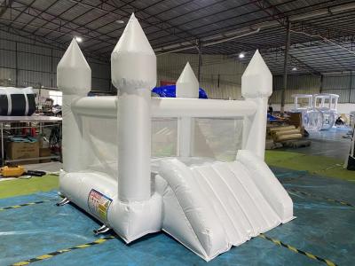 China Moonwalk Commercial Inflatable White Bounce House Jumping Bouncy Castle Small Slide for sale