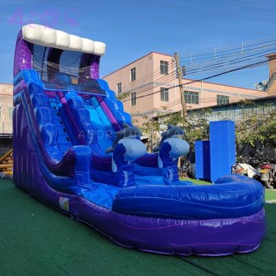 China Commercial Inflatable Kids Big Blow Up Waterslide Palm Tree Backyard Water Slide Combo With Pool for sale