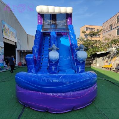 China Commercial Inflatable Kids Big Blow Up Waterslide Palm Tree Backyard Water Slide Combo With Pool for sale