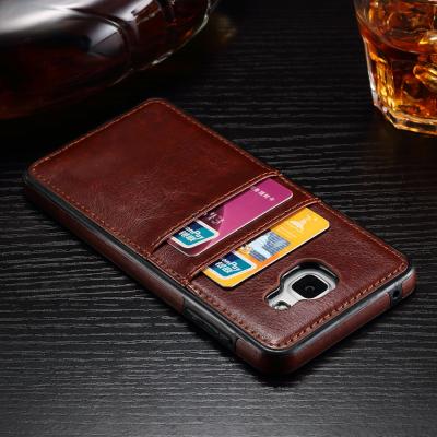 China Crazy Horse Leather Back Cover For Samsung A5 TPU With Two Card Slots for sale