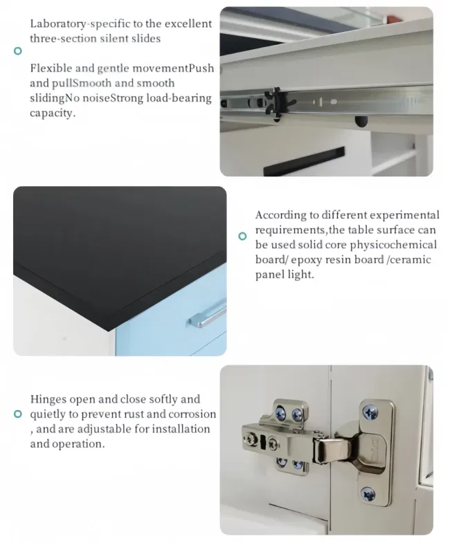 Laboratory Epoxy Resin Board Steel-Wood Bench Lab Side Workbench with Cabinets