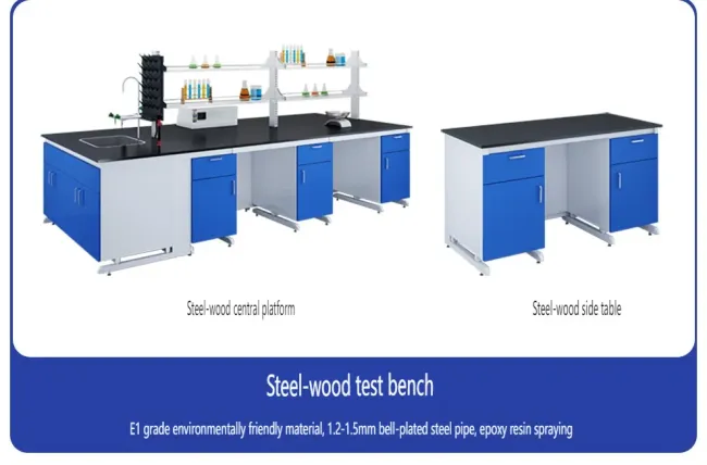 Lab Furniture Stainless/Cold Rolled Steel High Grade Steel Lab Epoxy Resin Top Table with Socket