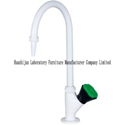 China Gooseneck Laboratory Sink Taps Double Handle Single Hole Brass Serrated Nozzle for sale