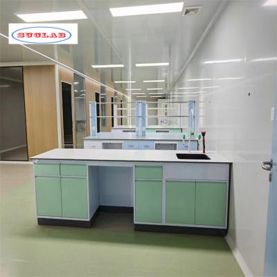 China Customized Made 4 Cupboards Blue Laboratory Workbench Lab Bench  Constructed with Full  Steel for sale