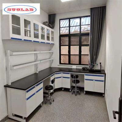 China As Drawing Chemistry Lab Workbench with Number of Holes Compartments and Shelves for sale