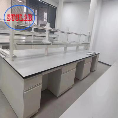 China Stainless Steel Hinge Chemistry Lab Bench Laboratory Desks And Workstations With Steel Cabinet Solution for sale