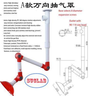 China Lab PP Extractor Arm Fume Hoods Multipurpose Chemical Resistant for sale