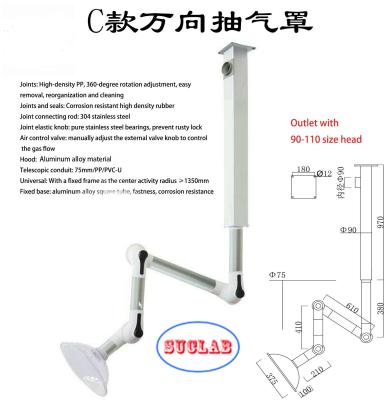 China Lab PP Extractor Arm Fume Hoods Multipurpose Chemical Resistant for sale