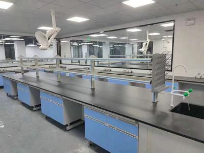 China Light Blue Colour Wood Lab Island Workbench Lab Furniture Series for sale