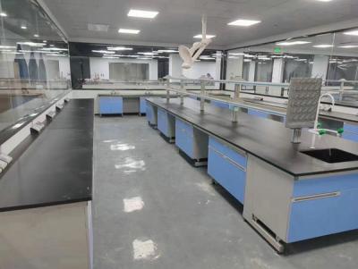 China Light Blue Colour Wood Lab Island Workbench Lab Furniture Series for sale