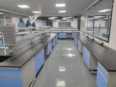 China Light Blue Colour Wood Lab Island Workbench Lab Furniture Series for sale