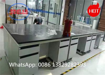 China Sturdy C frame Chemistry Lab Workbench Wood Laboratory Furniture with Chemical resistant Laminate Worktop for sale