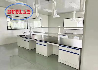 China Phenolic Resin Worktop Laboratory Furnitures Cost  Nonwelded Linear Handle Ceramic Sink Lab Bench With DTC Rail for sale