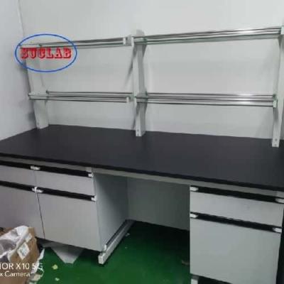 China Custom Lab Equipments Applied Range White Chemistry Lab Benches with Storage Hong Kong for sale