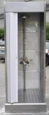 China Custom Enclosed Emergency Shower and Eye Wash with Stainless Steel Shower Head Activation Pull Handle Or Push Plate for sale