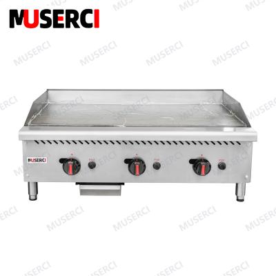 China (GG36-MF) Commercial Kitchen Gas Griddle Thick Plate 3 Burners Flameout Protection CE Certified for sale