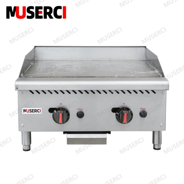 Quality (GG-24MF) Commercial Countertop Gas Griddle 19mm Thick Plate 2 Burners CE for sale