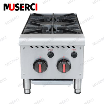 China （HP12-MF）Commercial 2 Burner Gas Range Countertop Flameout Protection Dual Fuel Stainless Steel for sale