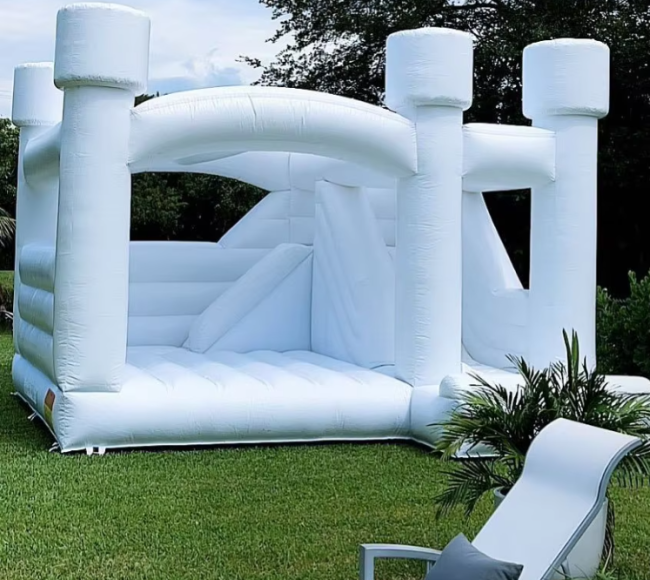 Close-up view of the inflatable bouncer's jumping area