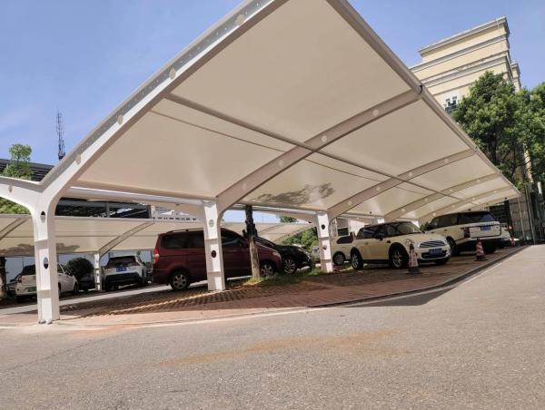 Quality PVDF Tensile Membrane Fabric Outdoor School Carport Shade Canopy For Parking Lot for sale