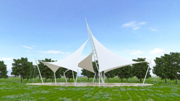 Quality Light Steel Canopies Q235 PVDF Tensile Membrane Structure PTFE Landscape Shed for sale