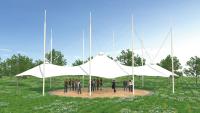 Quality Q355 ETFE Tensile Membrane Structure 1050G/M2 Carports Outdoor Umbrella Canopy for sale