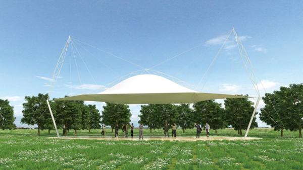 Quality Q355 ETFE Tensile Membrane Structure 1050G/M2 Carports Outdoor Umbrella Canopy for sale