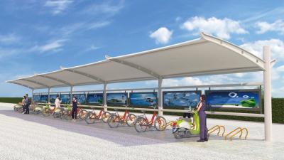 Quality Parking Car Awning Tent Sunshade Cantilever Sunshade Structure Stretch Film for sale