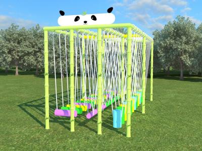 China Panda Shaped Green Garden Play Sets Kids Outdoor Swing Chair 230cm Commercial Swing Set for sale