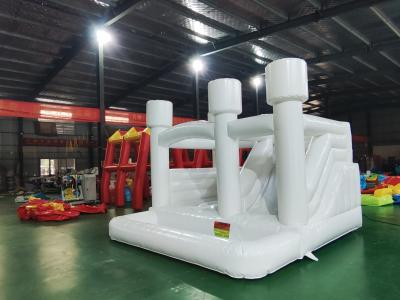 China Commercial White Inflatable Bouncer Castle with Slide 0.55mmPVC for sale