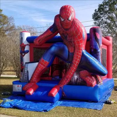 China Spiderman Theme Inflatable Castle with Dry Slide and 950w Blower for Kids Party 5*5*3.6m Size 1-6 People Capacity for sale