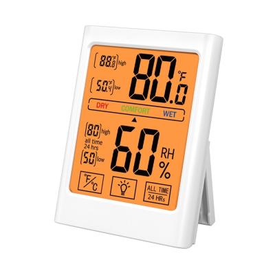 China Touch screen digital thermometer hygrometer with backlight Digital LCD Temperature humidity meters for sale