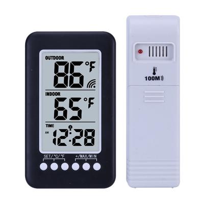 China Household LCD Digital wireless Indoor/Outdoor Thermometer wall hanging clock Weather station for sale