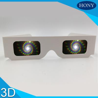 China Glazen van de partij de Spiraalvormige 3d Diffractie, het Vuurwerk 3d Glazen van Huisdierenmaterialen met Embleem Te koop