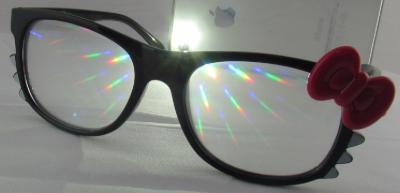 China Hallo schwarzer Rahmen der Miezekatzeglasweihnachtsfeuerwerks-Gläser mit rosa Bogen zu verkaufen