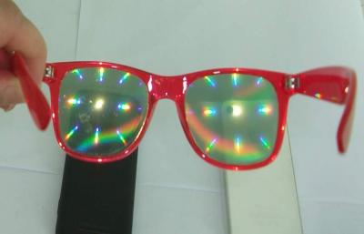 중국 지도된 점화 쇼를 위한 플라스틱 무지개 회절 유리 Wayfarer 작풍 판매용