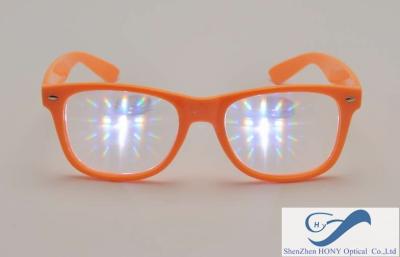 Cina Faccia festa i vetri di plastica della diffrazione della struttura 3D, vetri durevoli del prisma dell'arcobaleno in vendita