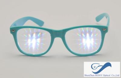 Cina Faccia festa i vetri di plastica della diffrazione della struttura 3D, vetri durevoli del prisma dell'arcobaleno in vendita