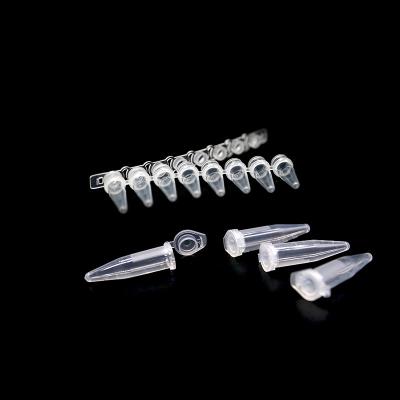 Chine 0.2ml a dirigé le tube clair inférieur d'ACP de 8 bandes avec le chapeau plat rond à vendre