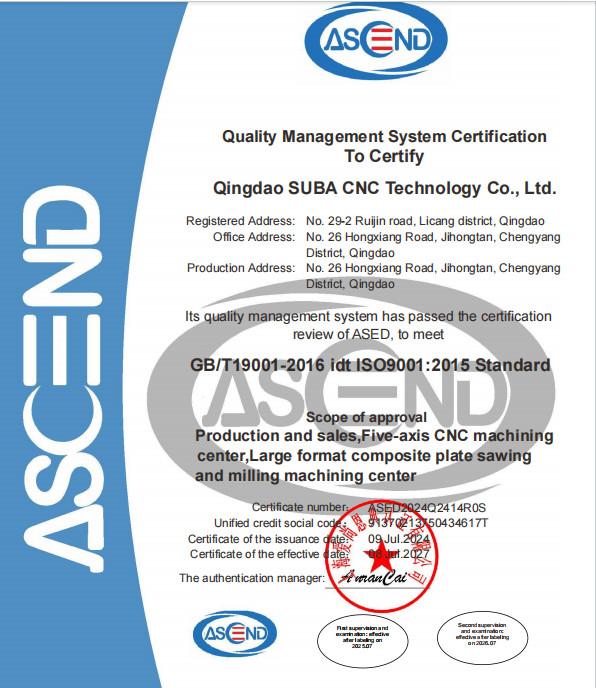 Quality management system - Qingdao SUBA CNC Technology Co., Ltd.