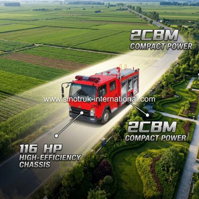 China 2CBM 4X2 116HP Fire Fighting Truck Agricultural Fire Engine Truck For Landscaping for sale