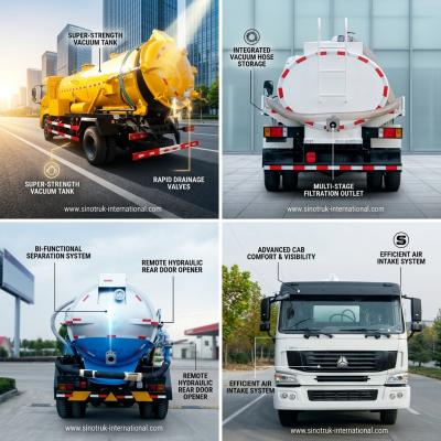 China Septic Tank Pump Truck 15-18CBM LHD 336HP / Sewage Vacuum Truck for sale