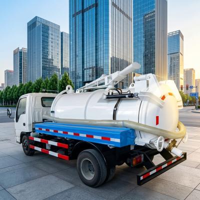 China 5-6CBM LHD 4X2 Sewage Suction Truck , Combination Sewer Cleaning Truck for sale