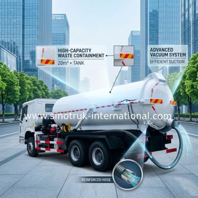China Vacuum Suction Vehicle 15-18CBM RHD Vacuum Tank Truck With Pipe System for sale