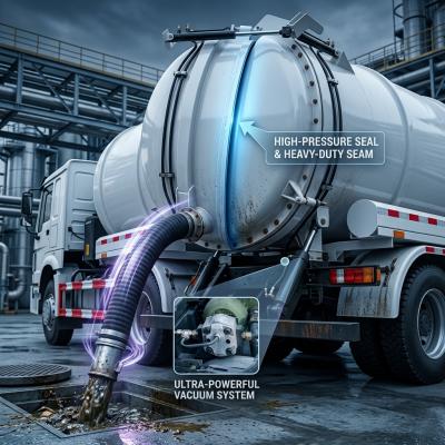 China 19CBM LHD 336HP Sewer Vacuum Truck 6×4 For Oil Chemical Sewage Tank Sediment Suction for sale