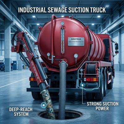 China Transporting Sewage Septic Tank Cleaning Truck / Septic Pumping Truck 17CBM LHD 336HP for sale