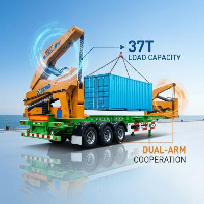 China Self Loading Truck Mounted Crane 3 Axle Container For Transportation for sale